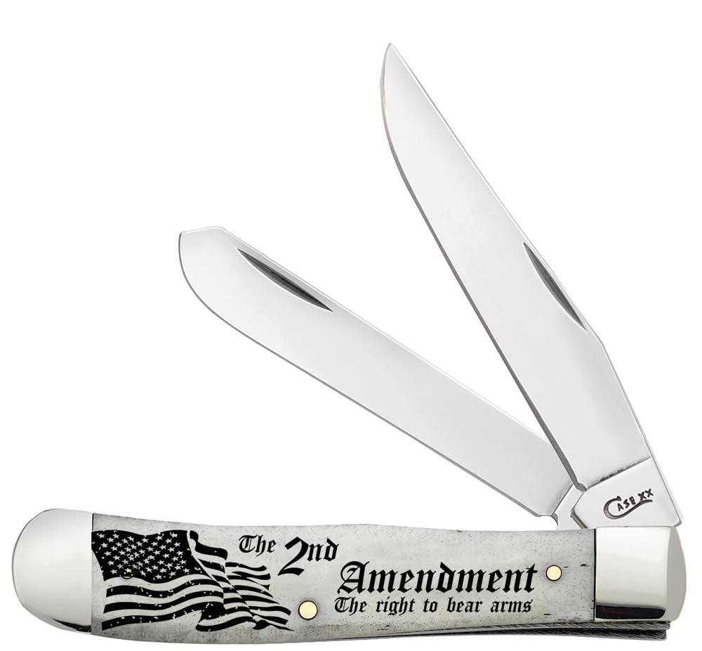 Case XX Knives Trapper 2nd Amendment Natural Bone AWTC54AM Stainless Steel Pocket Knife