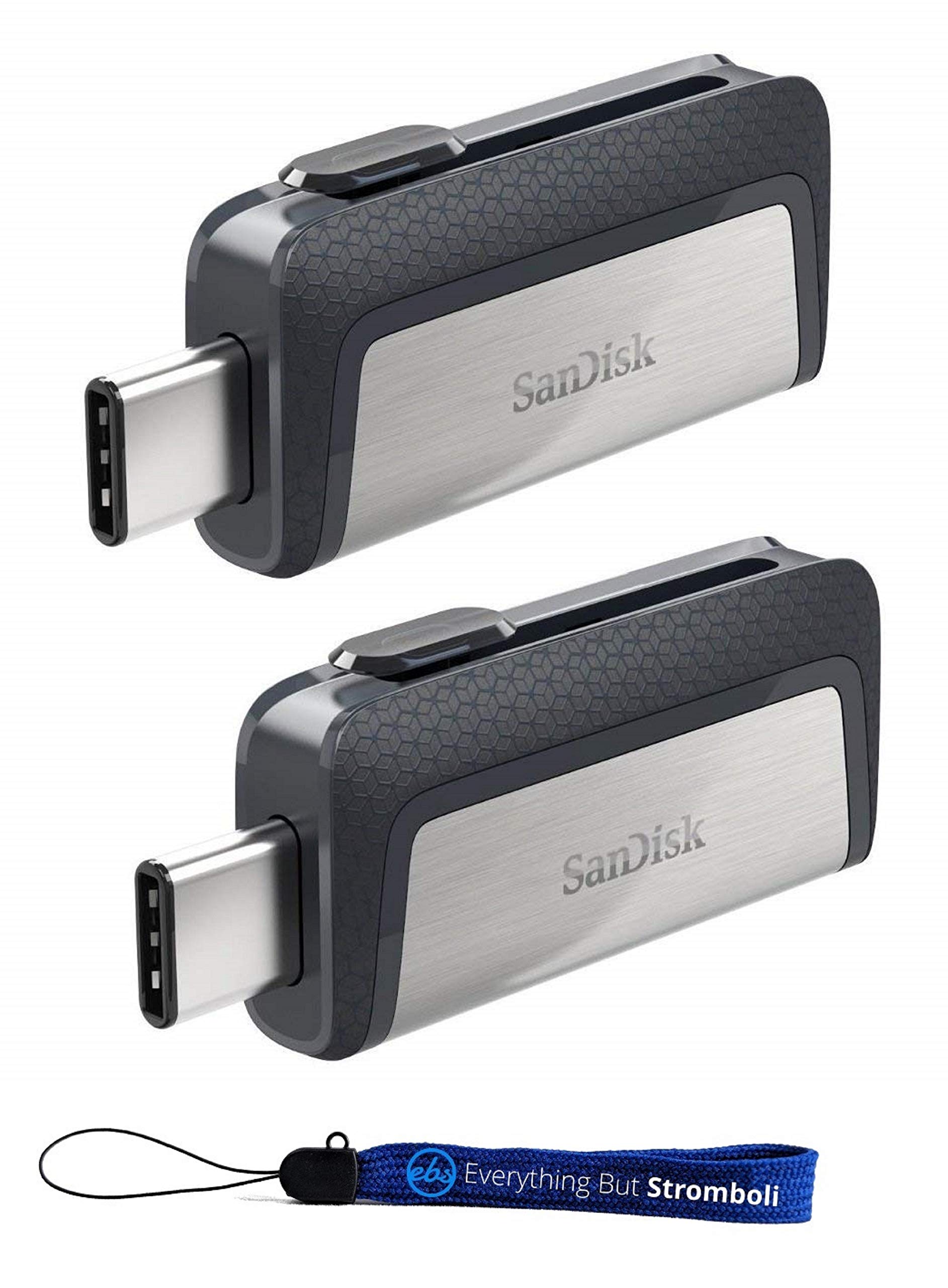 SanDisk 16GB Ultra Dual Drive USB Type-C (SDDDC2-016G-G46) Two Pack Bundle with Everything But Stromboli Lanyard