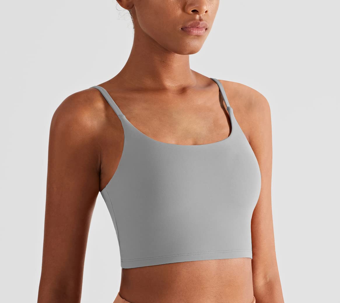AKAMC Strappy Sports Bra for Women, Sexy Crisscross Back Medium Support Yoga Bra with Removable Cups,Large