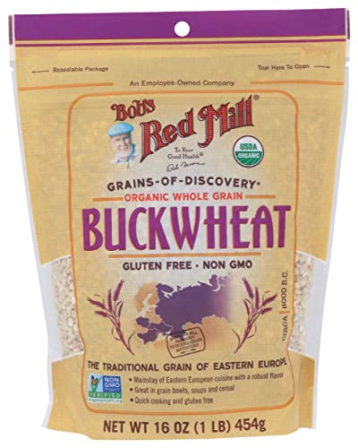 Bob’s Red Mill Organic Raw/Untoasted Buckwheat Groats, 16 Ounce Bag (Pack of 1), Gluten Free, Non-GMO, Kosher
