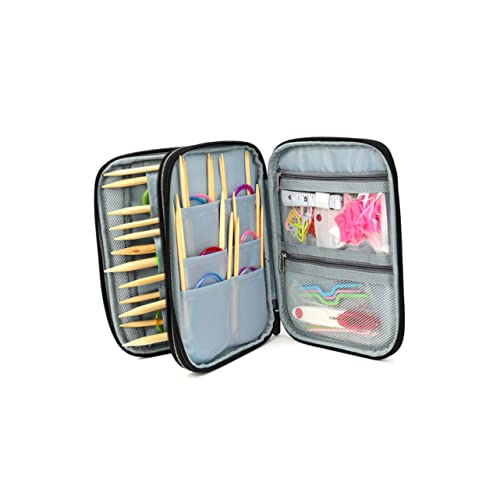 Ciieeo Travel Divider Inner with for Organizer Bag Portable Caddy Pouch Multi-Function Hooks Sweater Weave Oxford Sewing Crochet Tote Accessories Yarn Handmade Needles Case Hook Knitting