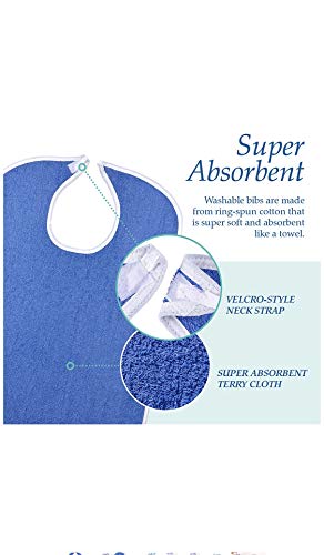 Simpli-Magic 79271 Adult Terry Bibs, Blue, 6 Pack