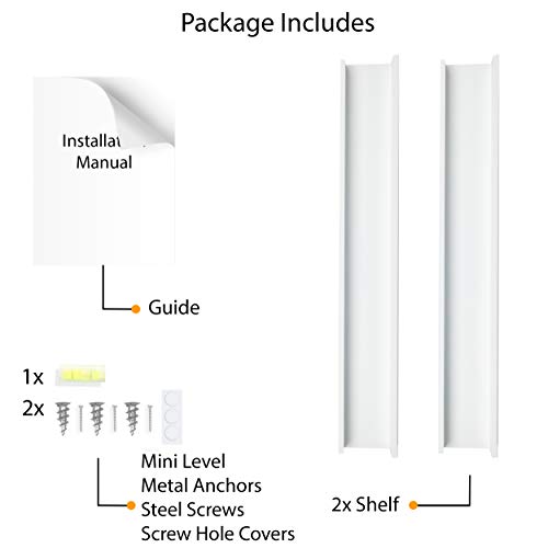 Wallniture Denver 34" White Wall Bookshelf for Kids' Room, Wall Shelves for Nursery Decor, Floating Shelves for Wall Decor