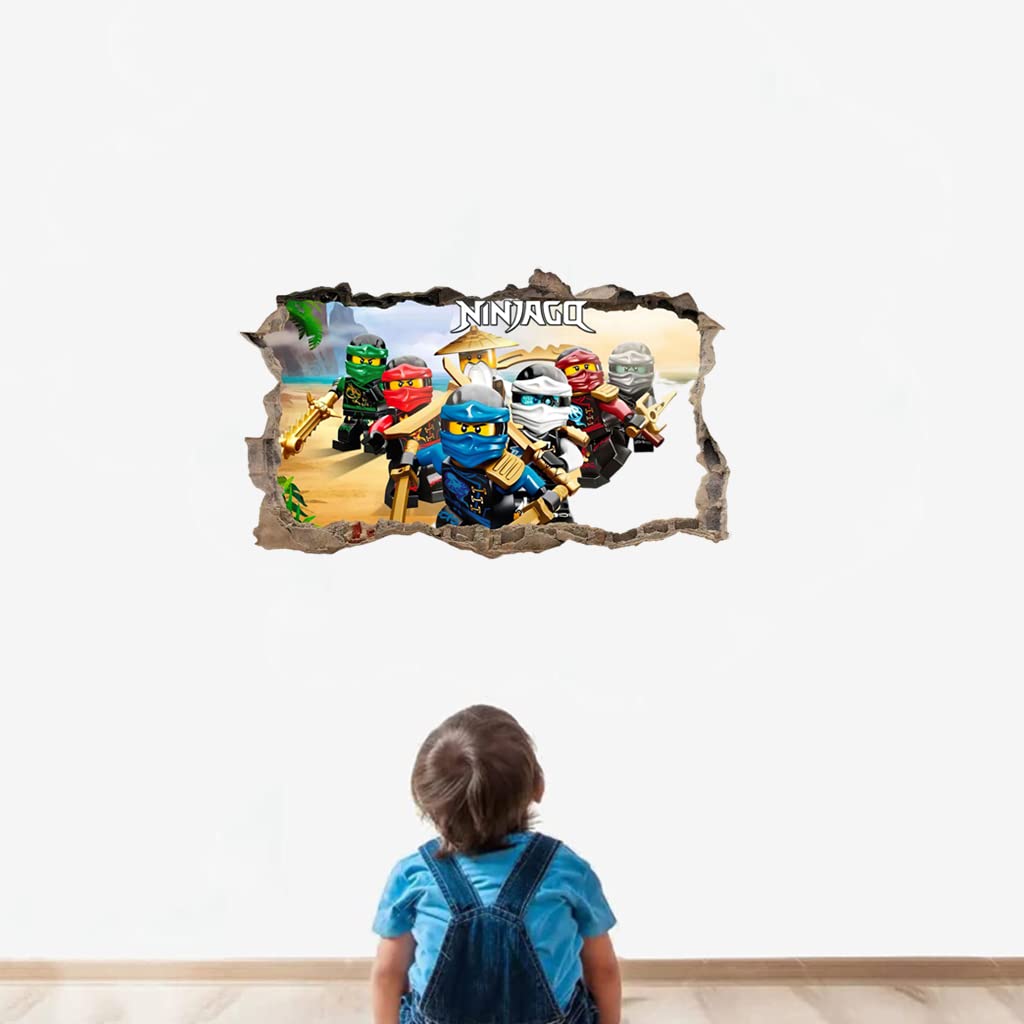 Ninjago Smashed Wall Sticker Decal Home Decor Art Mural, Ninjago Wall Decal for Home Nursery Decoration