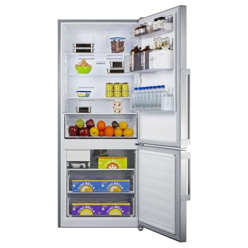 Summit FFBF284SSIM 28" Wide Bottom Freezer Refrigerator, Icemaker, 13.8 cu.ft, Stainless Steel Door, LED Lighting, ENERGY STAR Certified, Perfect for Apartments and Small Kitchen
