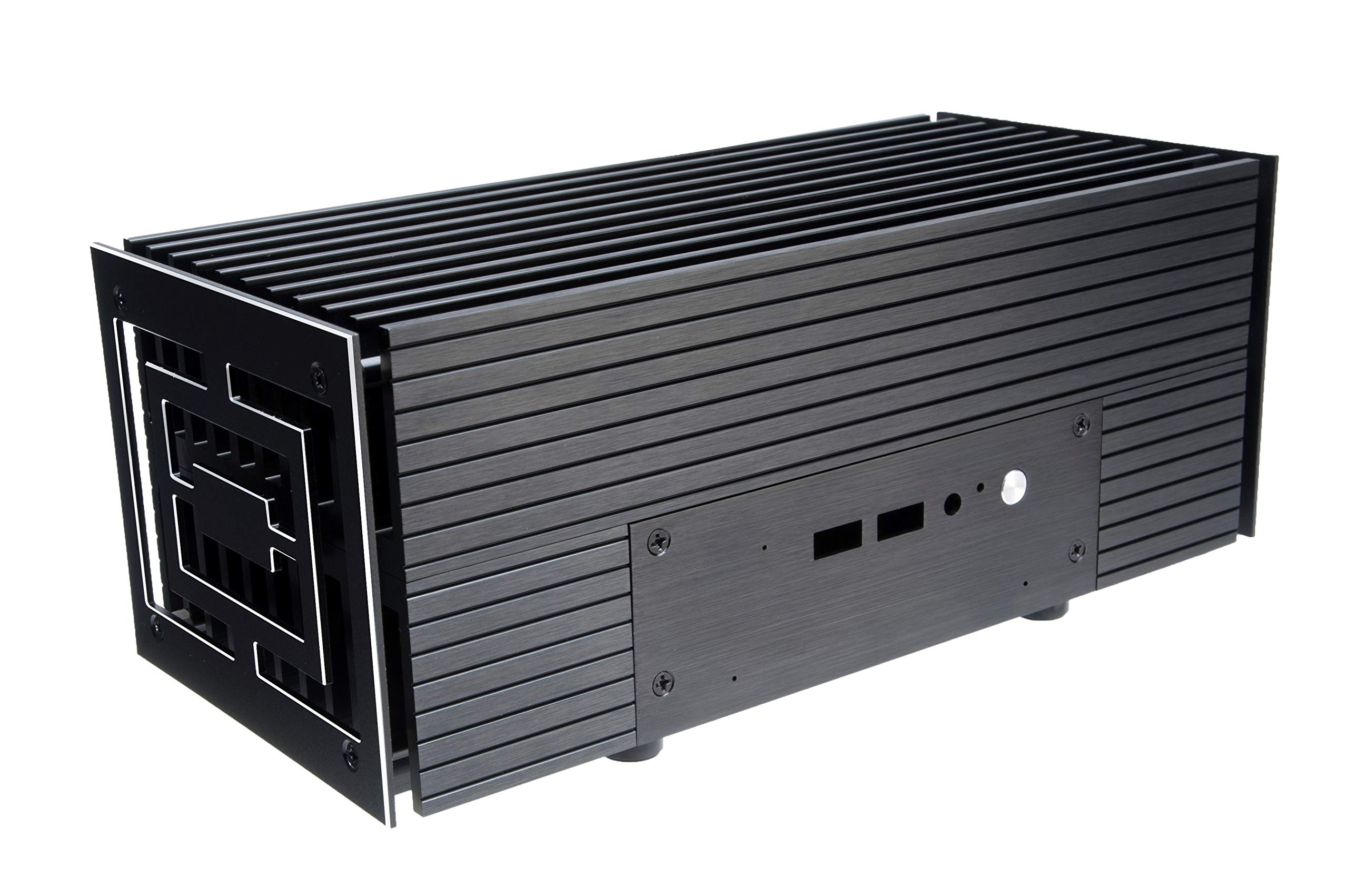 Akasa Turing, Intel 8th Gen NUC (Bean Canyon), PC Fanless Cooling Case, Intel NUC 8 Aluminum Chassis, IR, Heatsink, Antenna Hole, 2.5" SSD HDD, Vertical/Horizontal Computer Case, A-NUC45-M1B