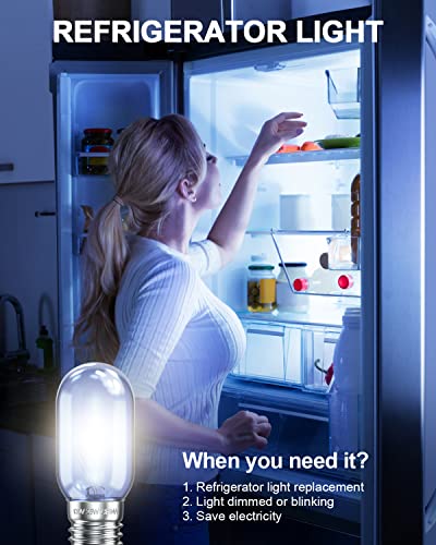 dcosok Refrigerator Light Bulb 40 Watt 297048600 241552802 Compatible with Frigidaire Kenmore Whirlpool Electrolux KitchenAid Fridge Light Bulbs Replacement Freezer Bulb T8 E17 Lamp Light, 2 Pack