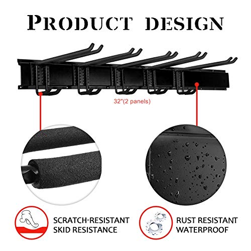 WALMANN Wall Mount Tool Organizer, Ski Wall Rack, Garage Storage Rack, Heavy Duty Garden Tool Storage Organization System, Holds Up to 300lbs