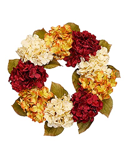 DDHS Fall Wreaths for Front Door, 20ā Hydrangea Wreath for Wall Window Party Wedding Decor Indoor Outdoor, Artificial Fall Door Wreath for Thanksgiving Decorations