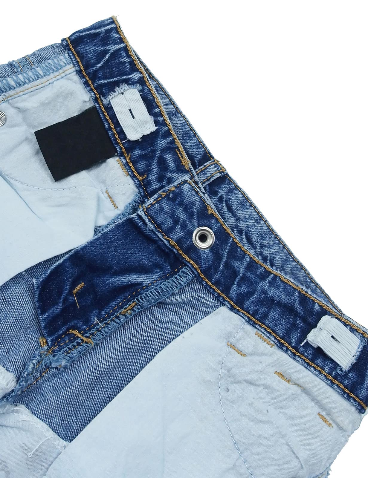 KIDSCOOL SPACE Baby Girl Boy Jeans,Little Kid Elastic Band Inside Ripped Denim Pants,Blue,18-24 Months