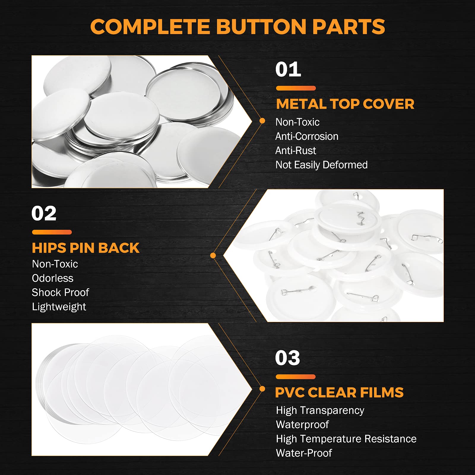 BEAMNOVA Button Maker Machine Interchangeable Die Mold 32mm / 1.26 in (Approx. 1-1/4 inch) with 100 Sets of Button Part Supplies Accessories for Slide Rail DIY Round Pin Maker Kit