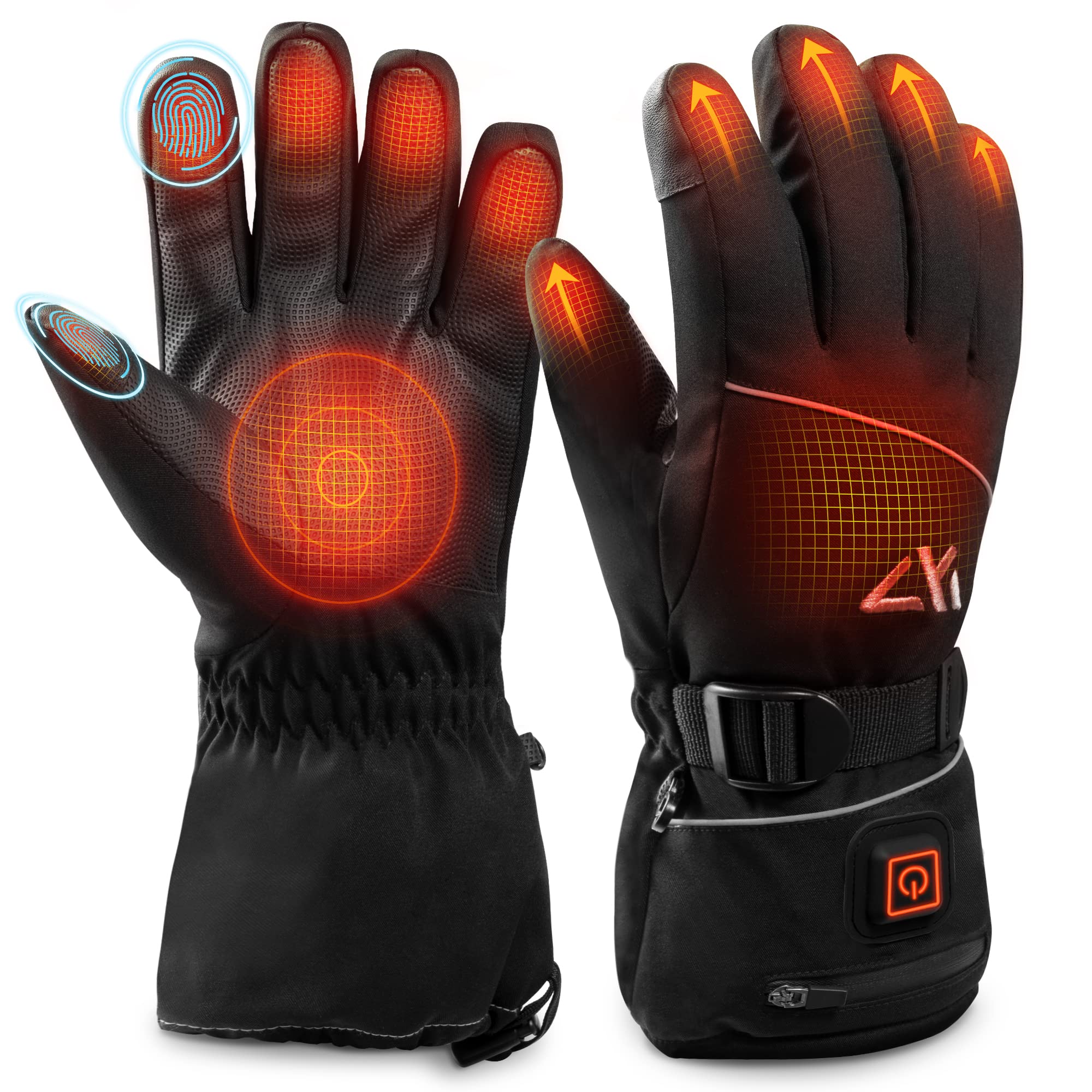 AKASO Heated Gloves for Men Women, Electric Heated Ski Gloves with 3 Heating Modes, Thermal Insulation Winter Hand Warmers with Rechargeable Battery-Overheating Protection- Best Gift, Black(L)
