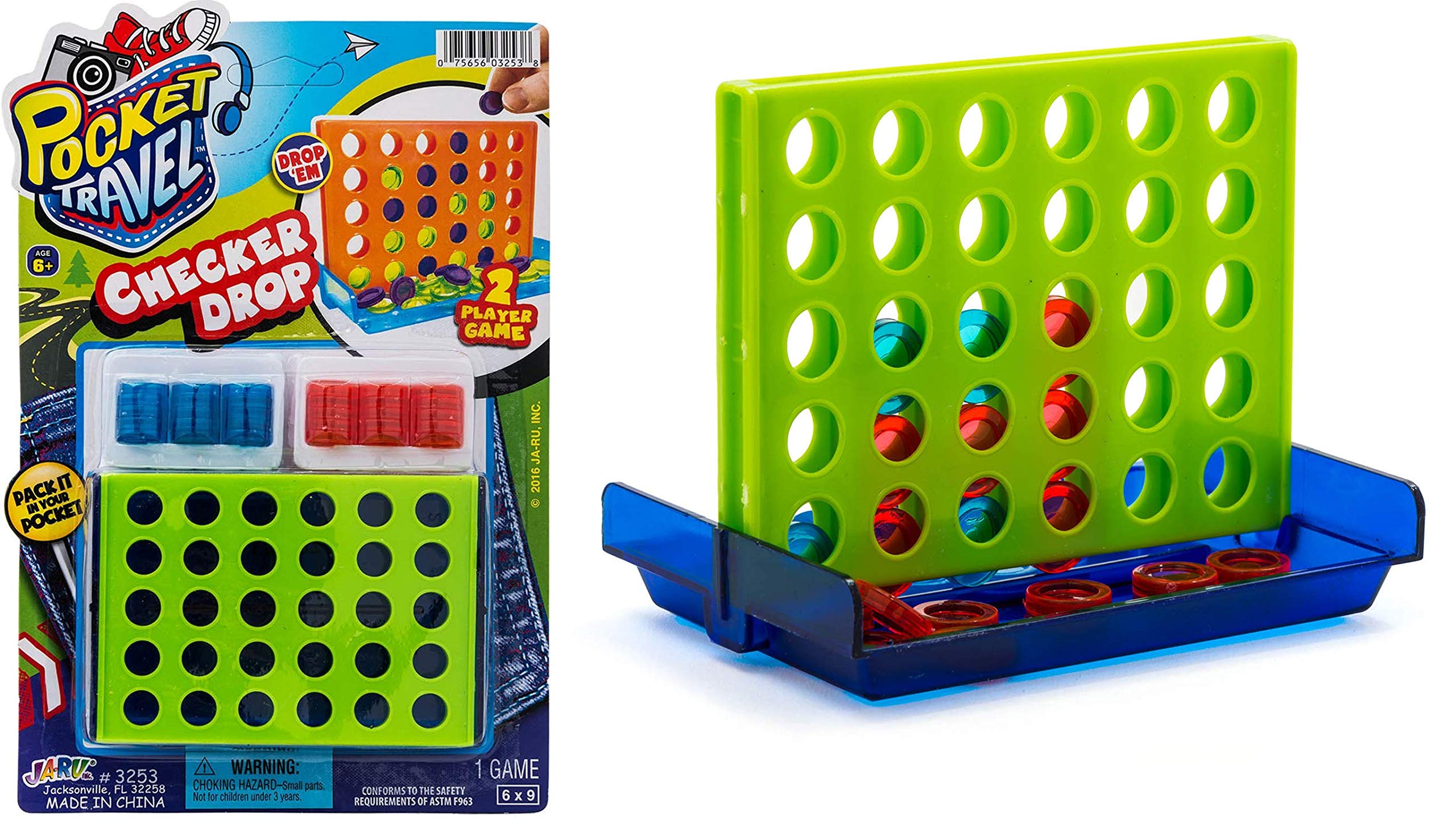 JA-RU Mini Connect Travel Game Board (1 Toy) Family Board Games for Kids. Original Pocket Travel Size Games. Fun Indoor & Outdoor Toys. Classic Checkers Party Favors. 3253-1p