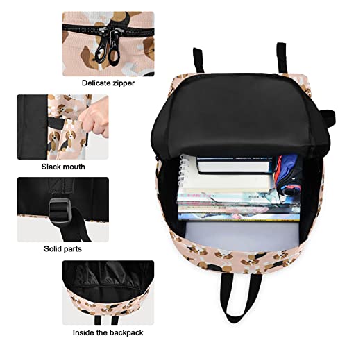 CHIFIGNO Beagle Dogs Kids Backpack Elementary Girls Boys Book Bag Casual Daypack Primary School Bag Backpack Set with Insulated Lunch Bag