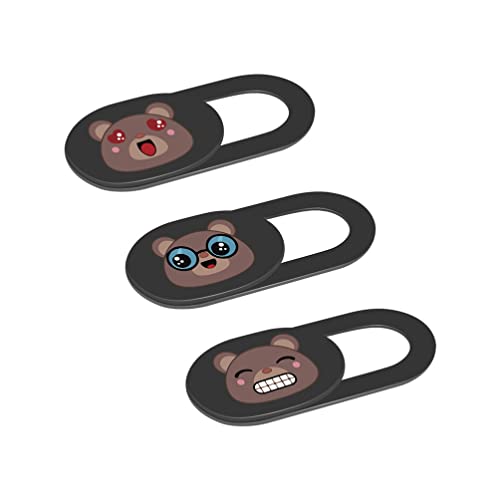 Cartoon Bear Camera Cover Slide: 3PCS Cute Animal Pattern Webcam Protection Cover Slide Phone Camera Blocker Ultra Thin Cover Slide for Laptop Tablet Mobile Phone