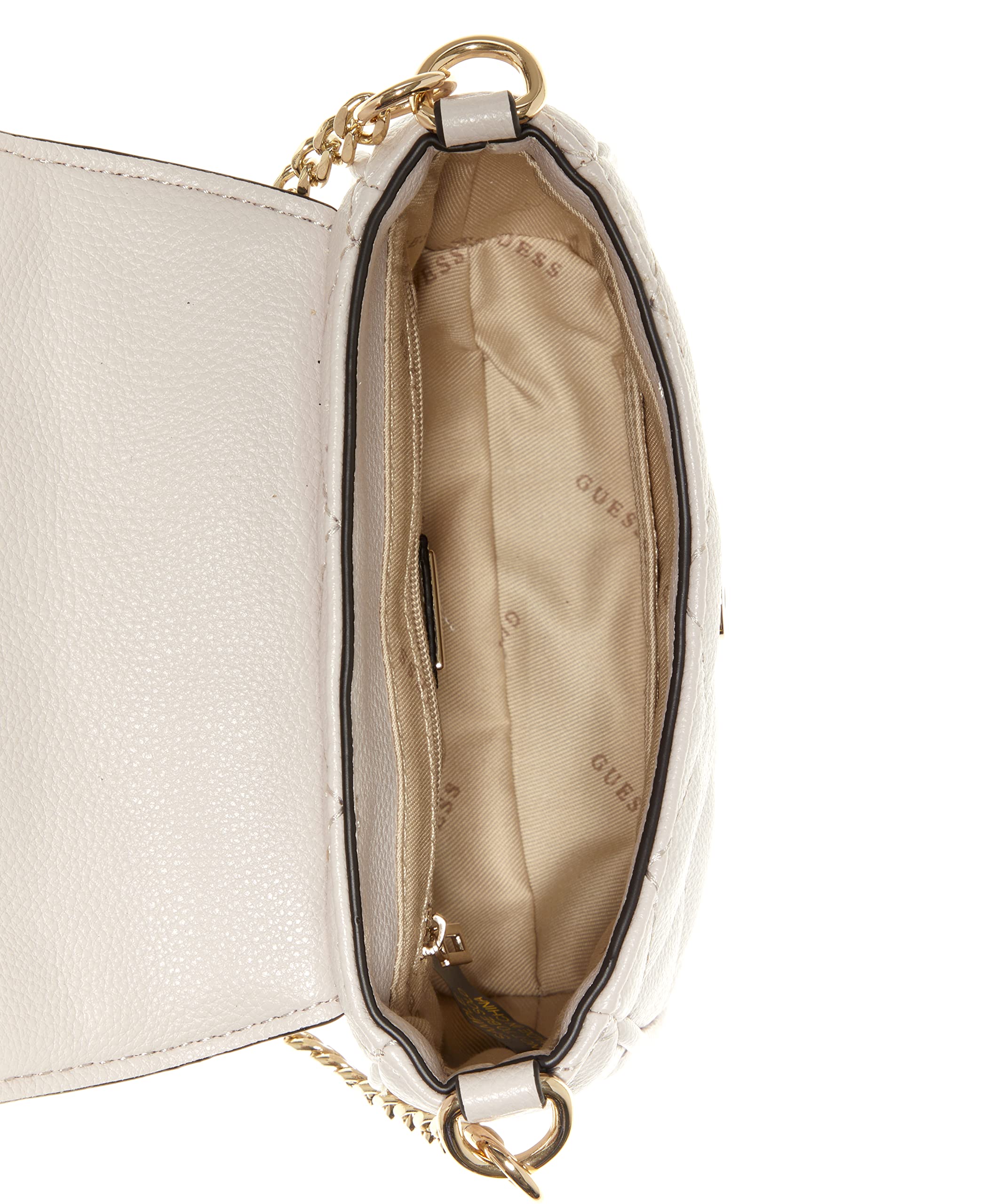 GUESS womens Gillian Mini Crossbody Flap, Stone, one size US