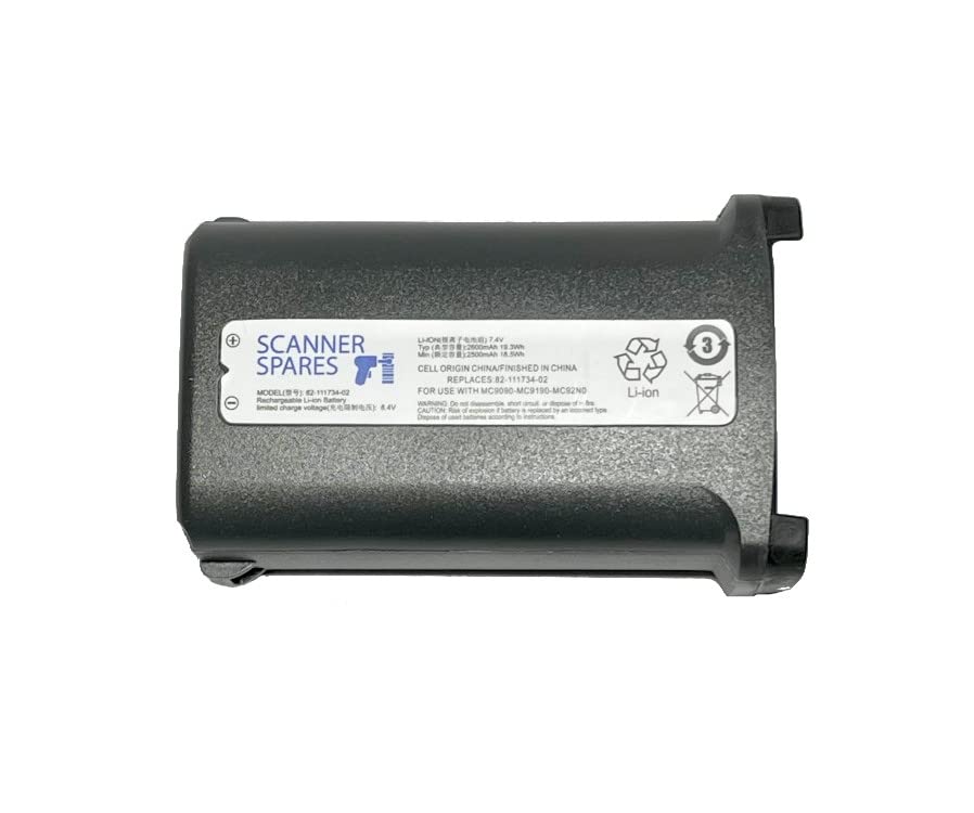 Pack of 5 x Batteries for MC9090 Battery MC9190 Battery MC92N0 Battery Barcode Scanner Replaces 82-111734-01 7.4v 2400mAh