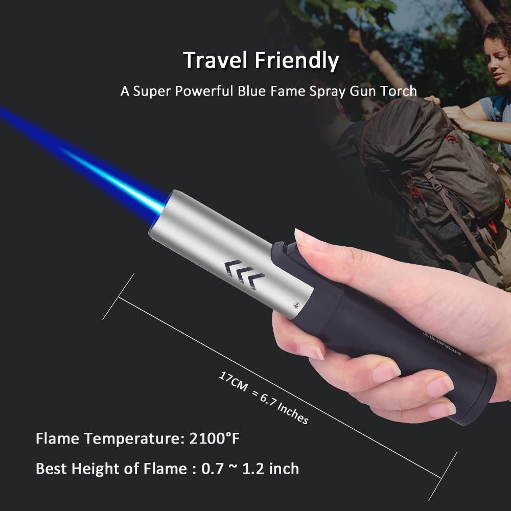 Blow Torch Lighter Outdoor Windproof Lighter Refillable Torch Lighter for cocktail smoker,toast, marshmallows, Creme Brulee, BBQ, and hookah coals (Checker A)