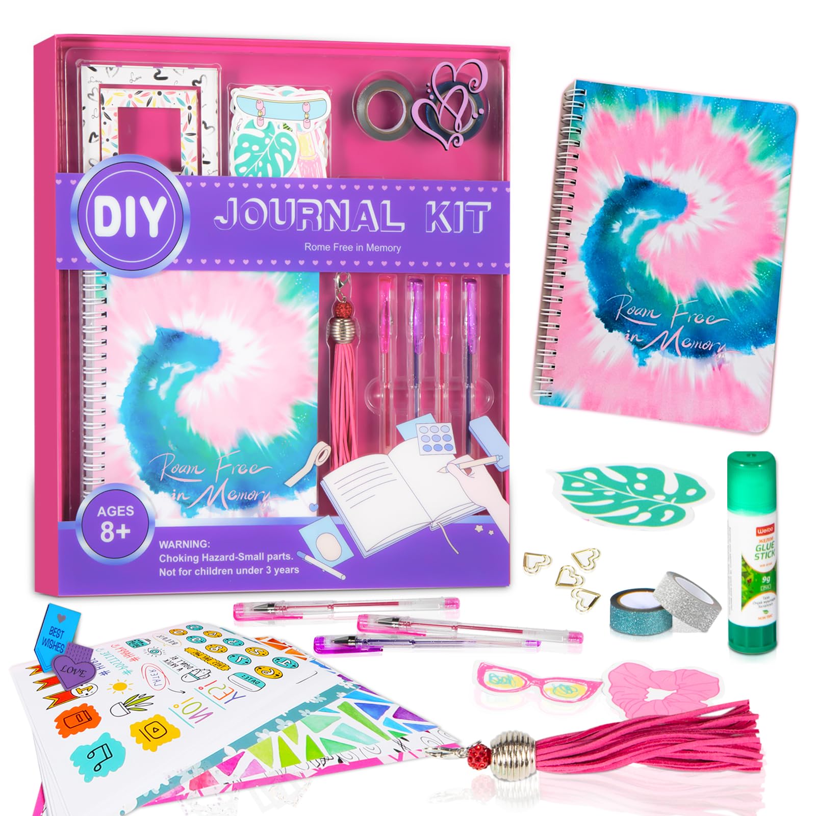 BONWORL DIY Journal Kit, Birthday Idea Gifts for Girls Ages of 8 9 10 11 12 13 Years Old and Up, Fashion Toys for Girls, 8-13 Year Old Girl Art & Crafts Gifts, Scrapbook and Journal Set