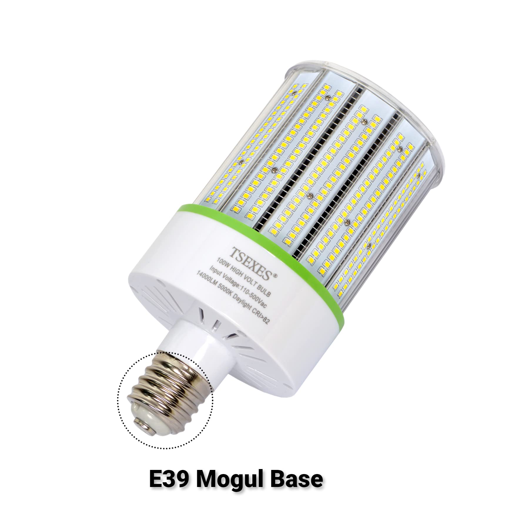 TSEXES 480V LED Bulbs 100W Corn Cob Light Bulb, E39 Mogul Base,14000LM 5000K Daylight Lamp,Replacement for 350-400W HID (MH, HPS) AC100-500V