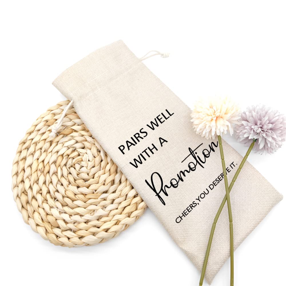 New job wine Bag, Promotion Gift, New Job Gift for her, Gift for him, Retirement Gift, Congratulations New Job Wine Bag - Burlap Drawstring Wine Bag