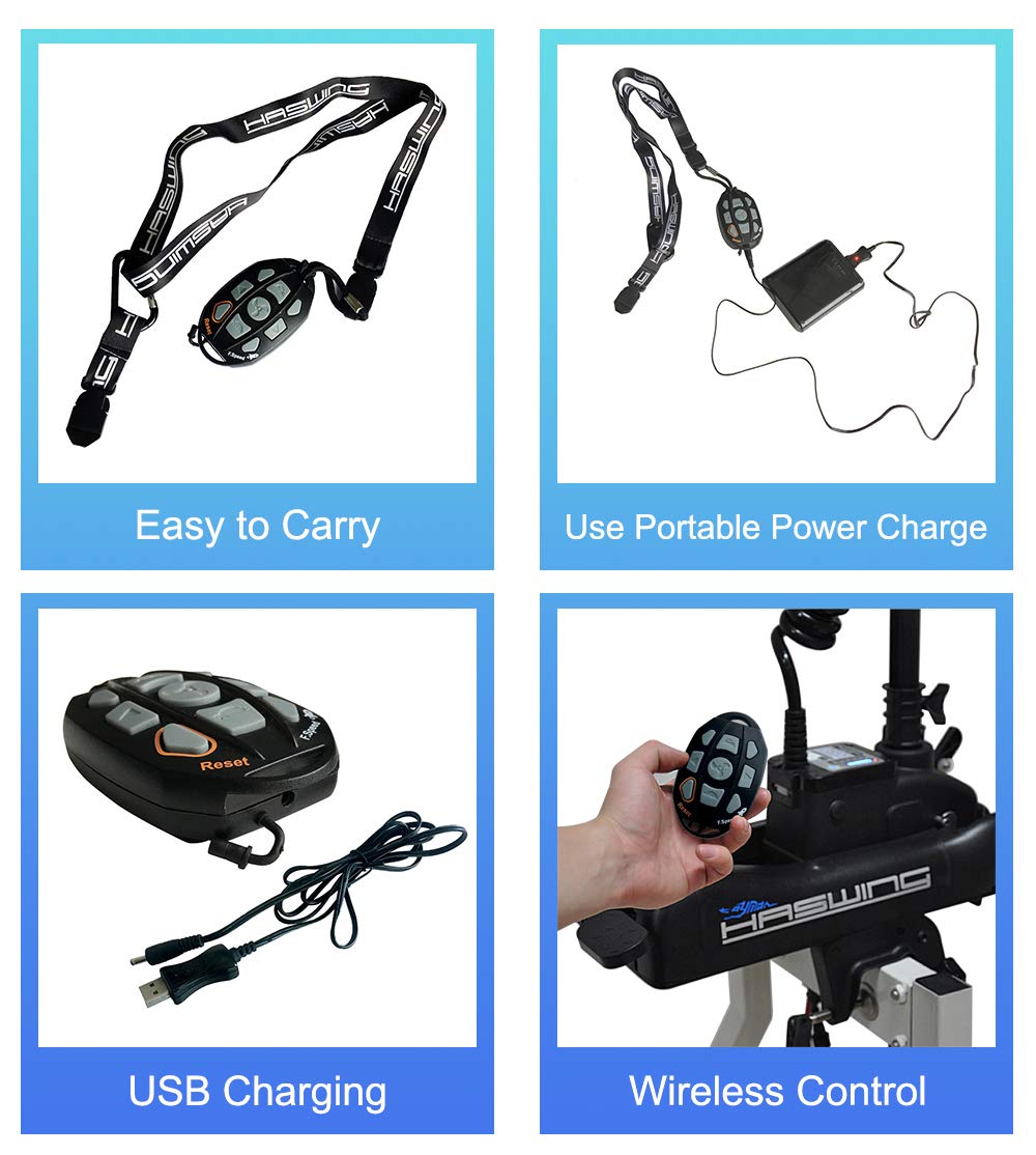 AQUOS Haswing Bow Mount Trolling Motor Remote Control for 12V 55LBS or 24V 80LBS Trolling Motor