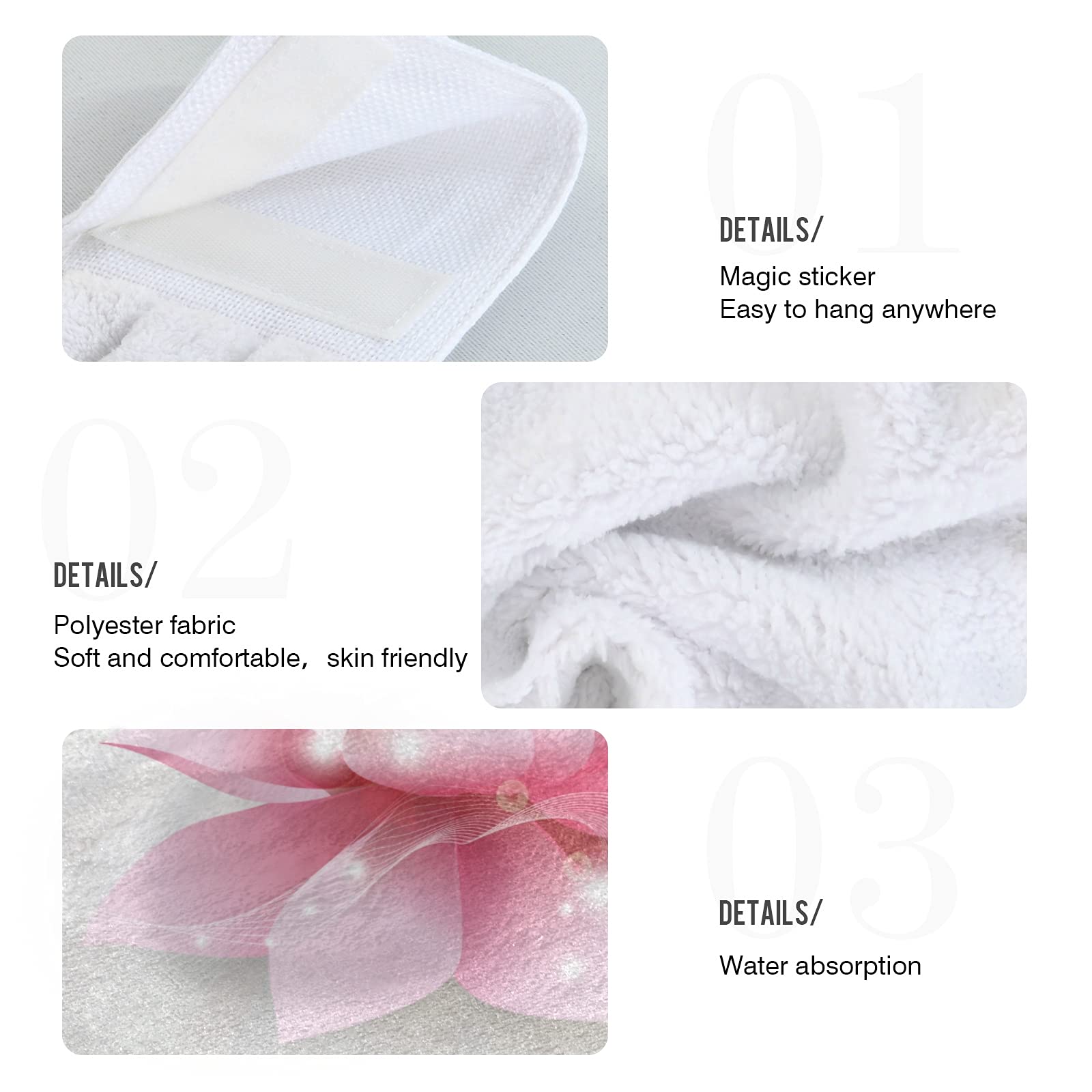 Boccsty Lotus Flower Hanging Kitchen Towels 2 Pieces Glitter Floral Dish Cloth Tie Towels Hand Towel Tea Bar Towels for Bathroom Farmhous Housewarming Tabletop Home Decor