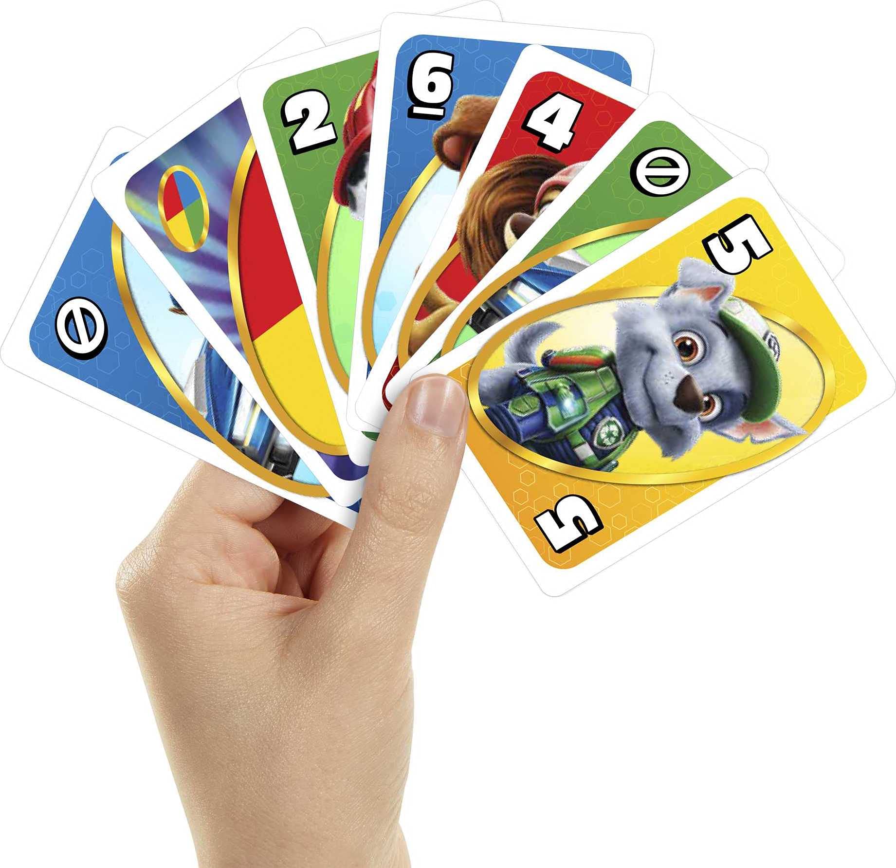 Mattel Games UNO Junior PAW Patrol Card Game with 56 Cards 2-4 Players, Gift for Kids 3 Years Old & Up