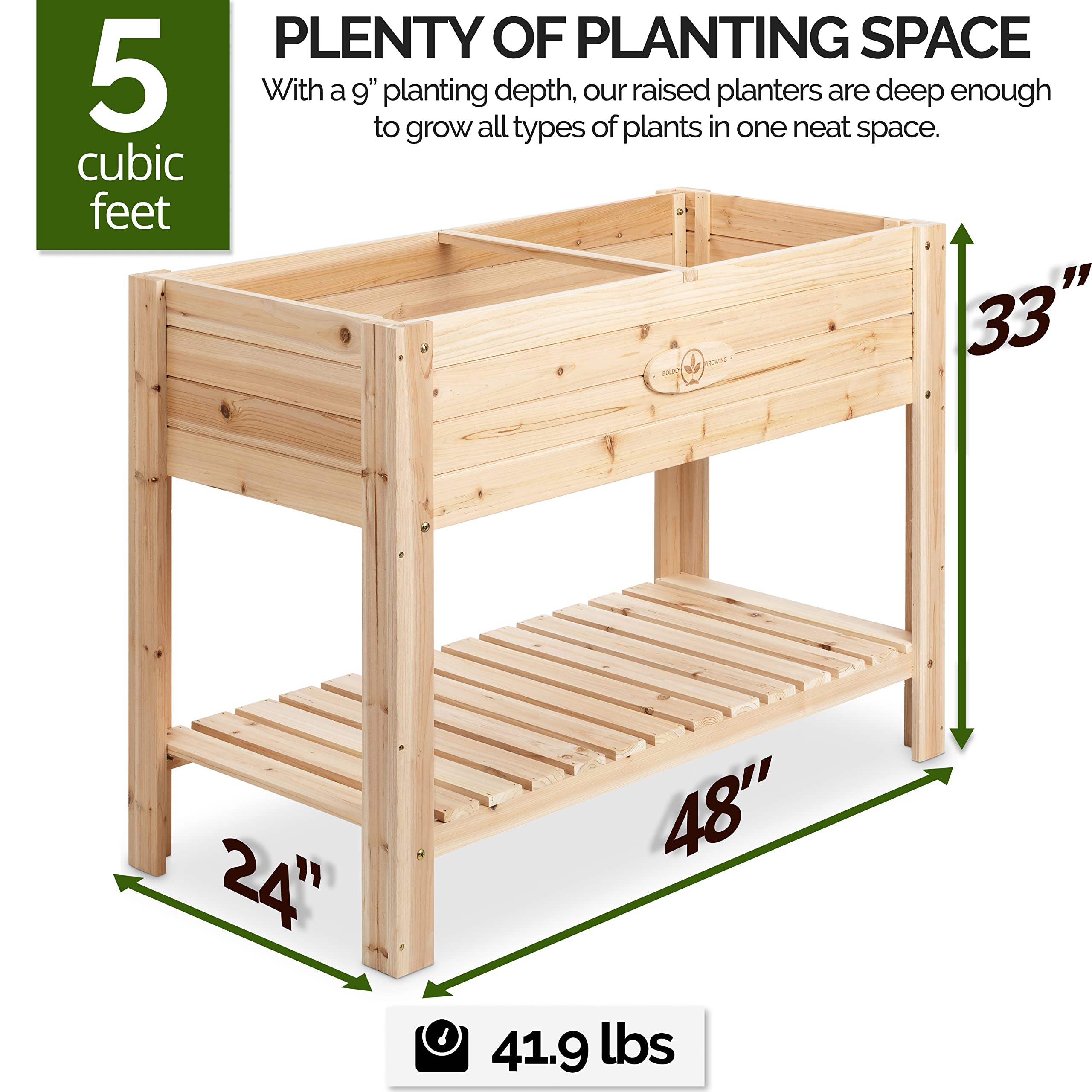 Boldly Growing Cedar Raised Planter Box with Legs – Elevated Wood Raised Garden Bed Kit – Grow Herbs and Vegetables Outdoors – Naturally Rot-Resistant - Unmatched Strength Lasts Years (4x2)
