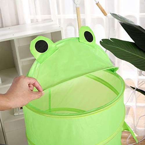 Cartoon Dirty Cloth Toys Bag: Laundry Hamper Bag Frog Laundry Basket Collapsible Fabric Laundry Clothes Bag Folding Washing Bin for Bathroom College Closet Behind Doors