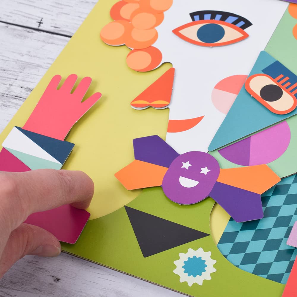 DJECO Inspired by Square Heads Sticker Craft Kit, Picasso, Multi