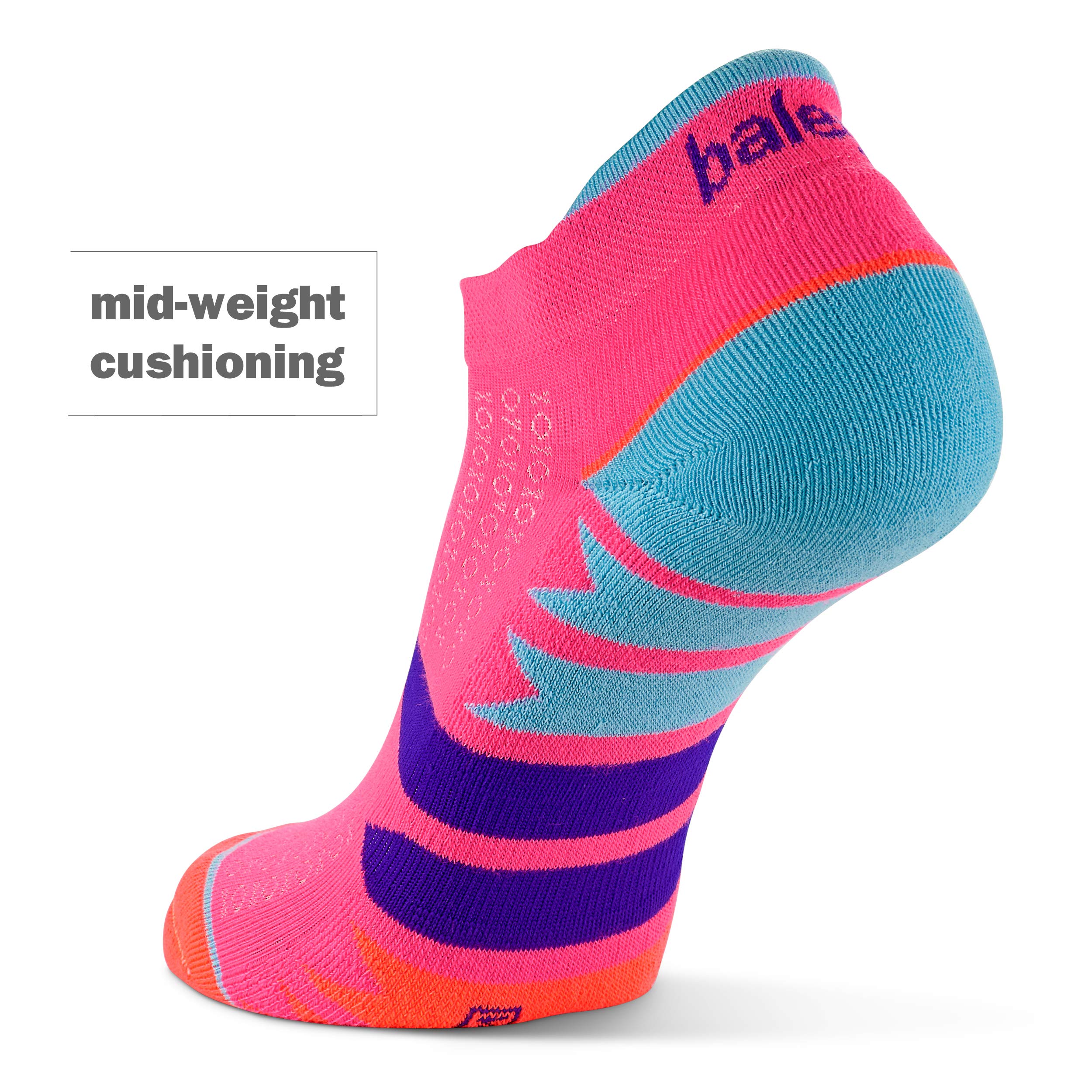 Balega Women's Enduro V-Tech Arch Support Performance No Show Athletic Running Socks (1 Pair), Mid Grey/Watermelon, Large