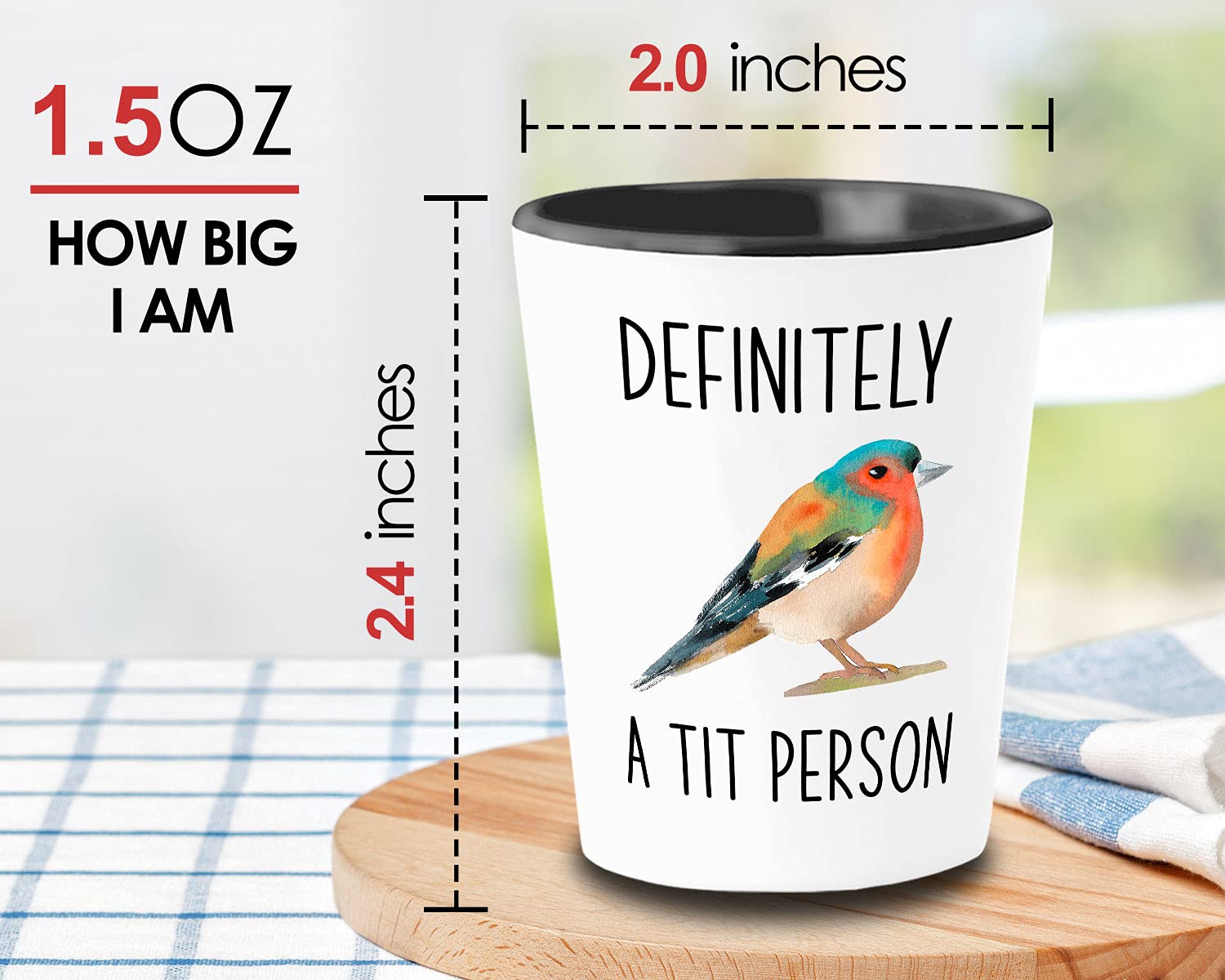 Bubble Hugs Bird Lover Shot Glass 1.5oz - Definitely A Tit Person - Bird Owner Pet Owner Funny Animal Lover Ornithology