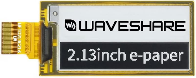 Waveshare 2.13inch Flexible E-Ink Raw Display Compatible with Raspberry Pi 4B/3B+/3B/2B/B+/A+/Zero/Zero W/WH/Zero 2W Series Boards 212x104 Resolution Dual-Color Supports Partial Refresh