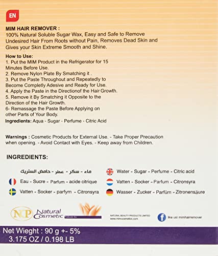 MiM hair remover paste, 100% natural, 3.2-oz. box