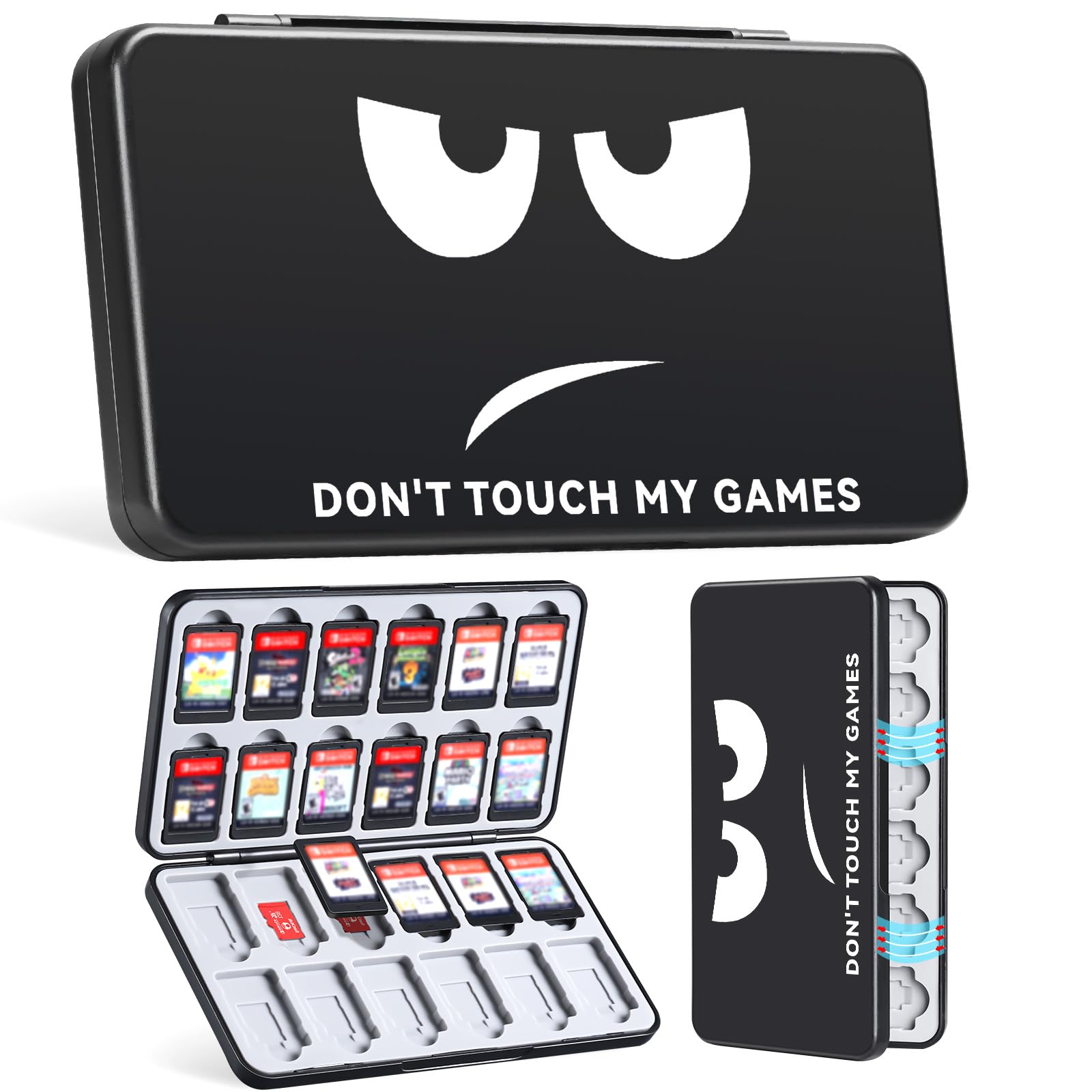 JINGDU 24-Slot Switch Game Case for Nintendo Switch Games & Micro SD Cards, Hard Shell, Soft Lining, [Shockproof, Portable], The Switch Game Holder Suitable for NS, Lite & OLED Games, Not Touch