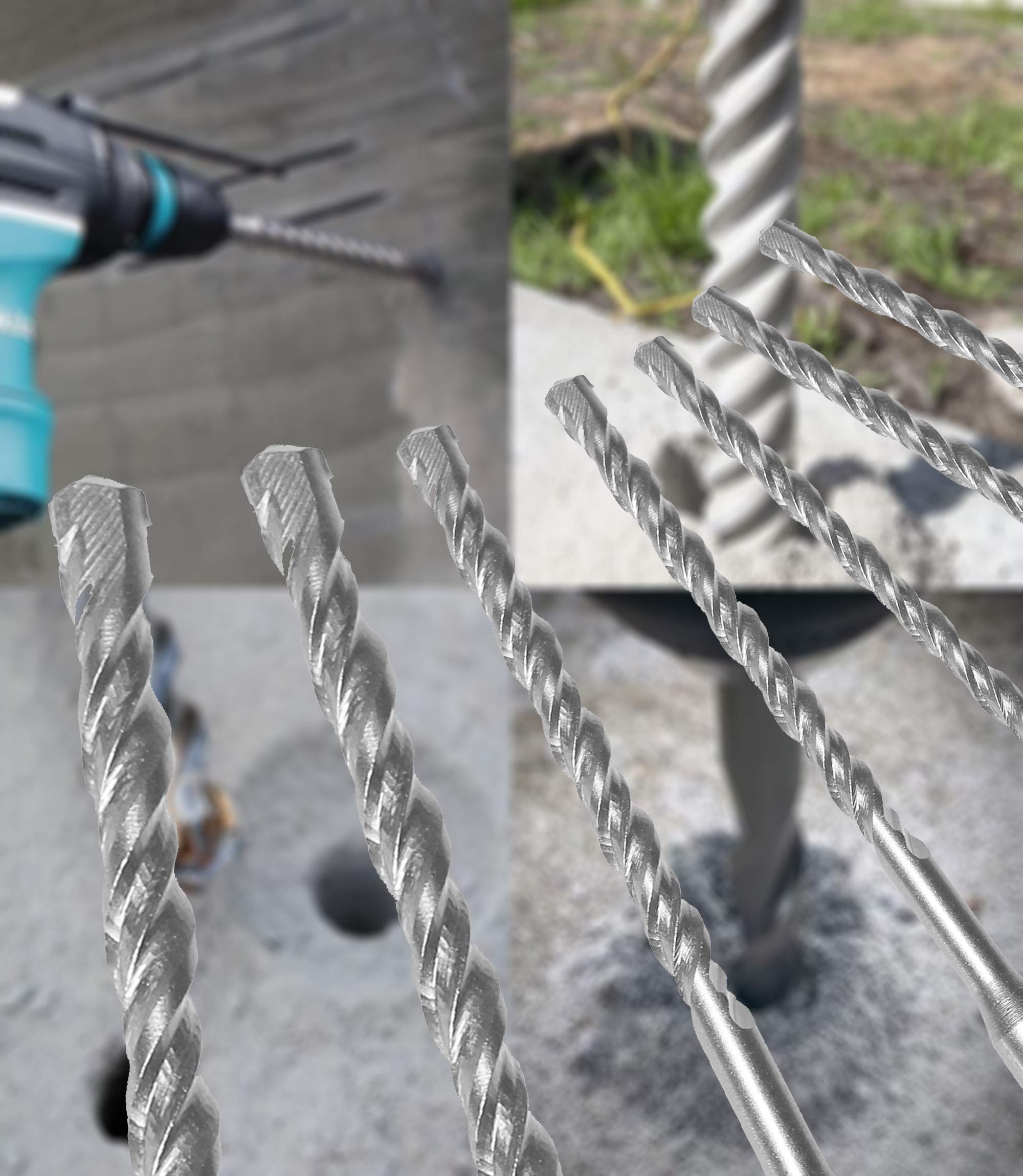 SDS Plus Rotary Hammer Drill Bit 1/4 in. x 6 in. Masonry Concrete Rock Drill-5Pcs