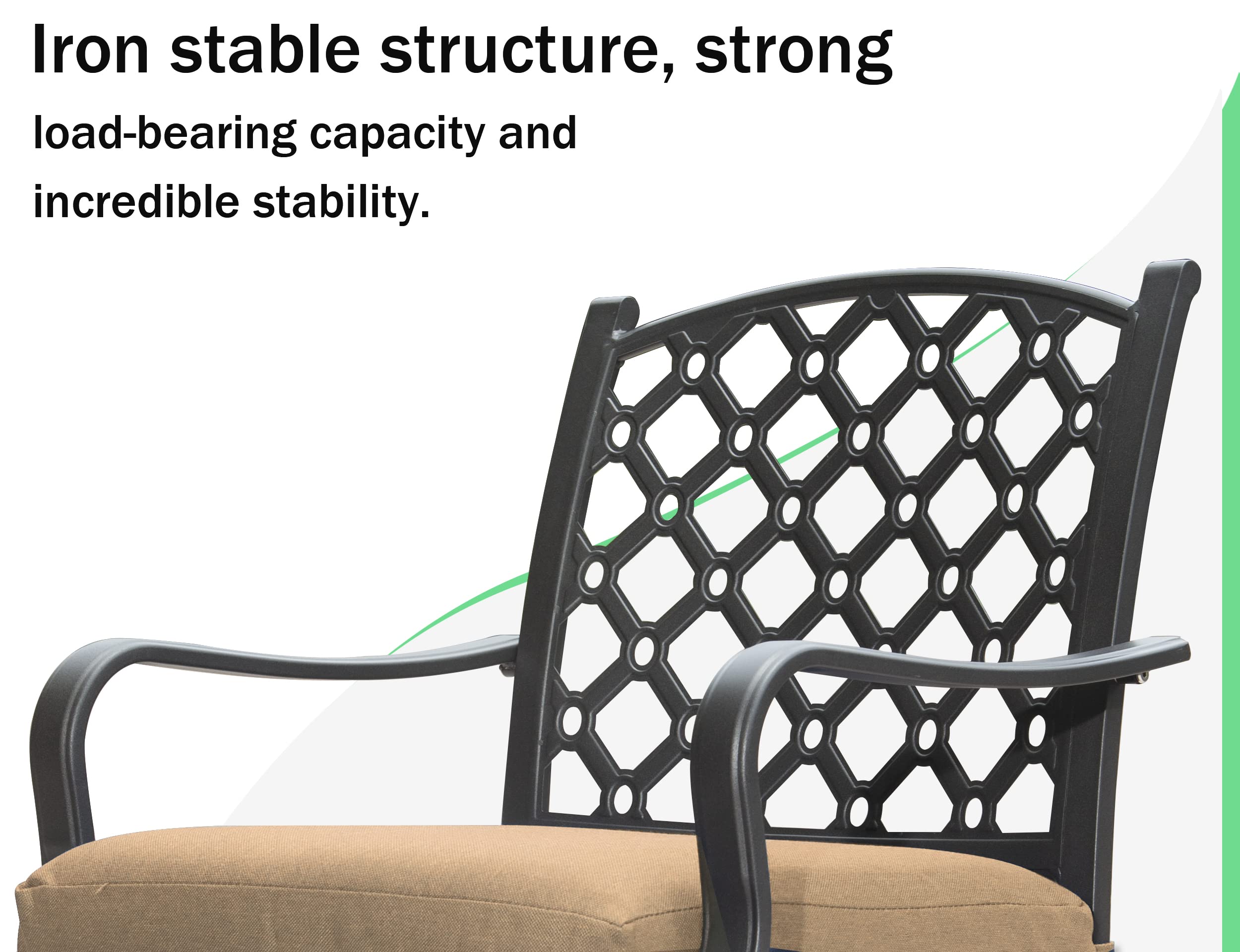 Domi Outdoor 7 pcs Patio Dining Set, Metal Dining Table, Swivel and Dining Chairs Conversation Set with Removable Beige Cushions for Garden Lawn Yard