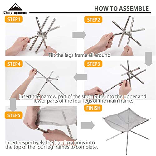 CAMPINGMOON Portable Mesh Fire Pit 16.5-inch with Carrying Bag SOLO-101(11.22" H)