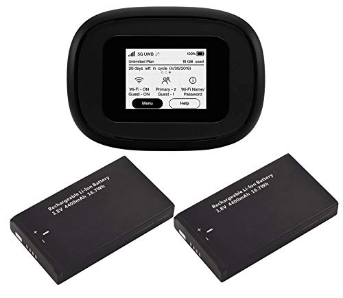 C5G Bundle | Inseego Verizon 5G and 4G LTE MiFi M1000 Hotspot Bundled with 2 Batteries (1 Stock + 1 Extra) | Connect up to 15 WiFi Devices and 1 Wired | Great for Remote Workers Wi-Fi 2.4 GHz & 5 GHz