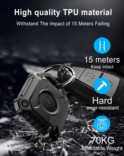 DEERLET IP68 Waterproof Airtag Holder 2 Pack,Hard TPU Airtag Keychain, 360° Full Protection Airtag Case with Key Chain for Key,Luggage,Dog Collar, Compatible Apple Air tag.