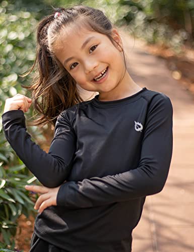 BALEAF Boys Compression Shirt Long Sleeve Youth Undershirts Kids Football Baseball Baselayer Cold Gear Quick Dry Black Size L