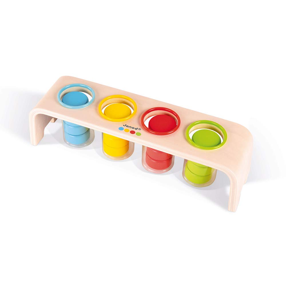 Janod Essentials Color Sorting Game – Wooden Puzzle with 12 Different Pattern Cards – Ages 2+ Years - J05066