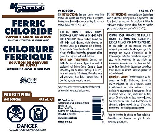 MG Chemicals - 415-500ML 415 Ferric Chloride Copper Etchant Solution, 475 ml Liquid Bottle,,Dark Brown