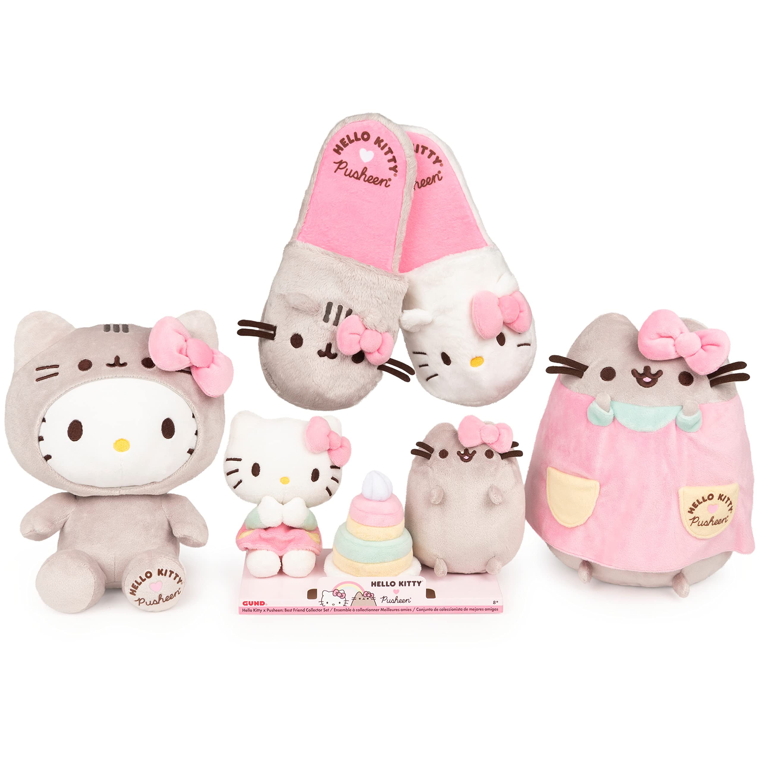 GUND Hello Kitty x Pusheen Best Friend Collector with Cake Set of 3 Plush, 4.5”