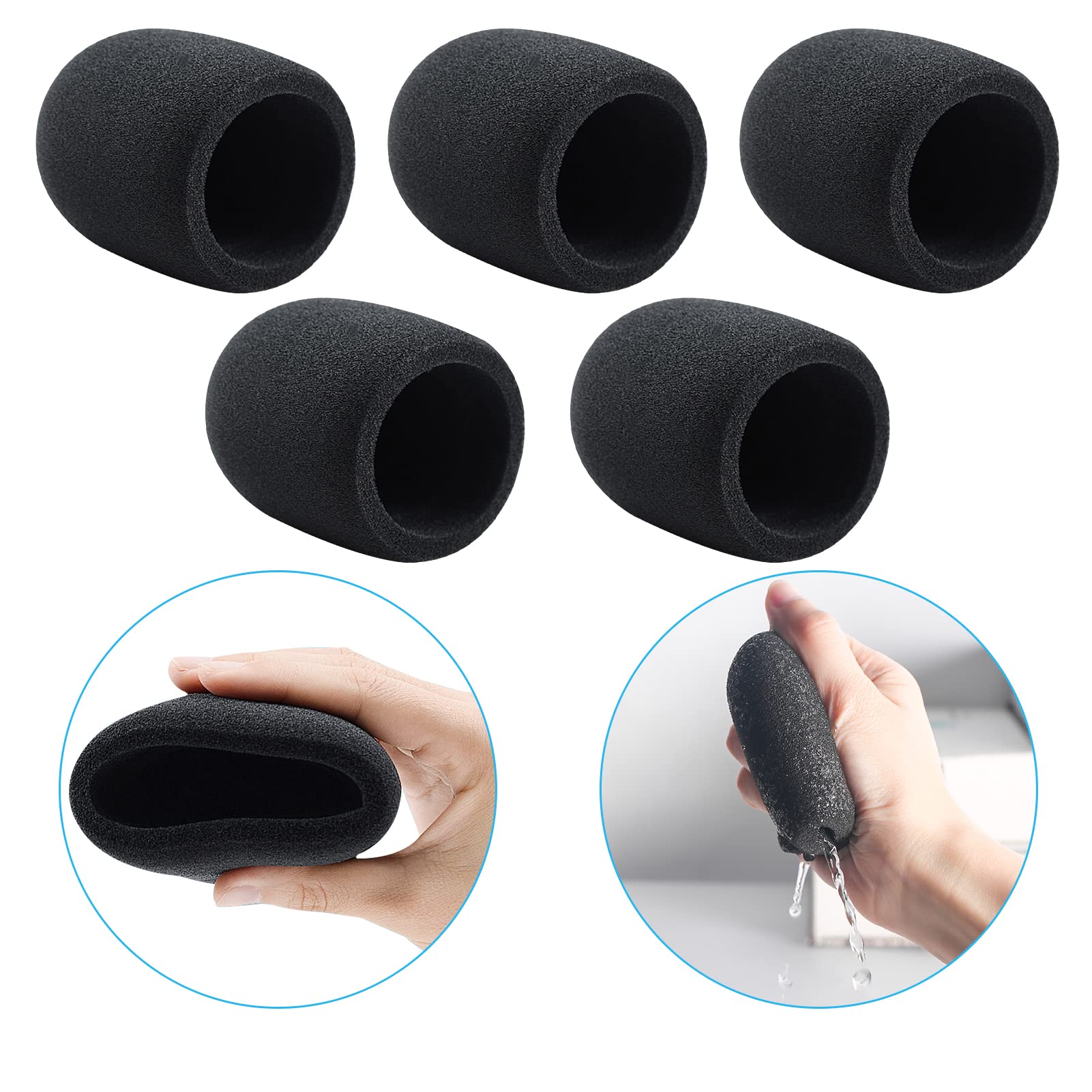BONAOK 5 Pack Microphone Cover, Foam Mic Covers Microphone Windscreen Universal for Most Handheld Wireless Karaoke Microphone(5 PCS)