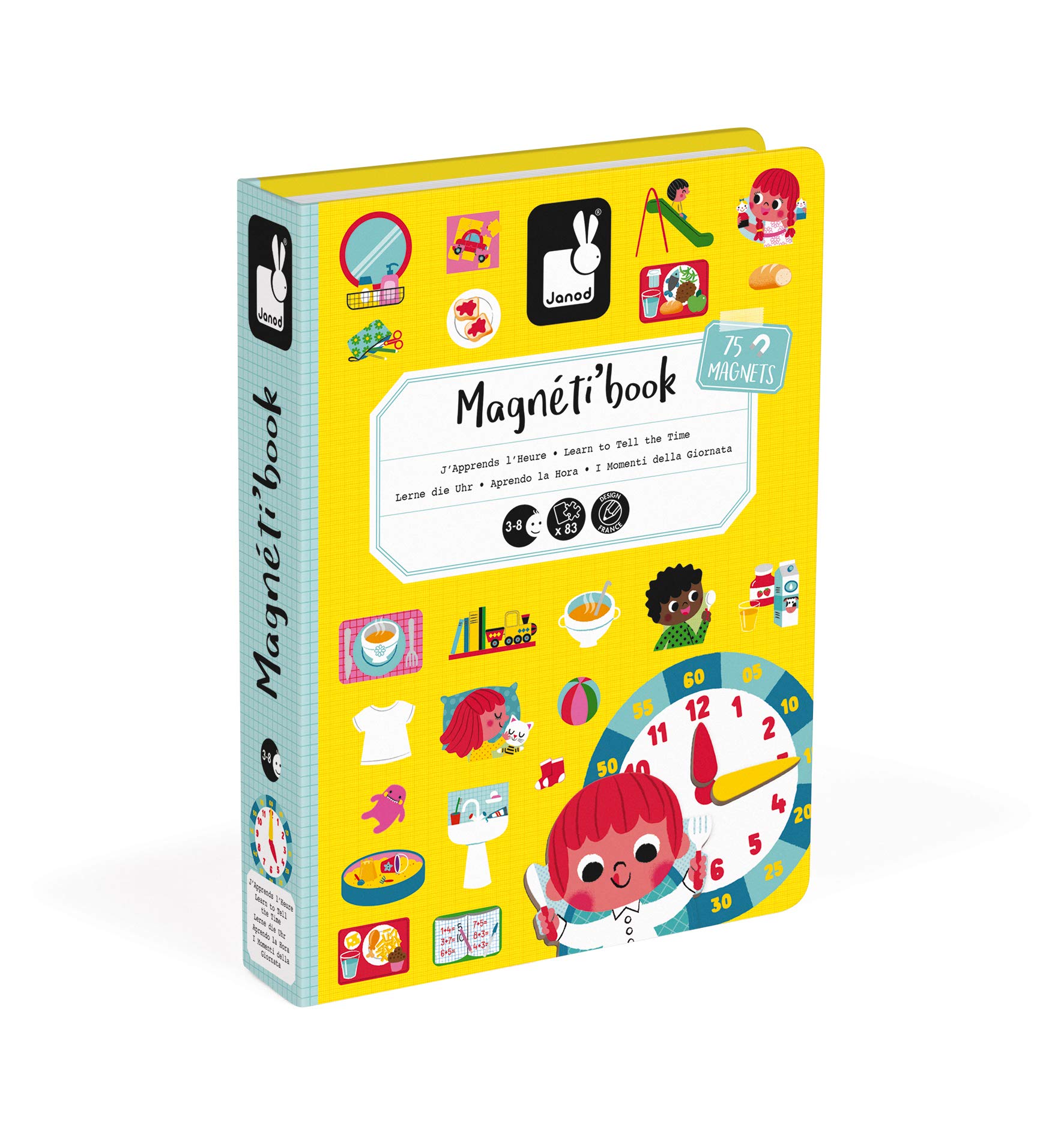 Janod MagnetiBook 94 pc Magnetic Telling Time Game - Ages 3+ - J02724
