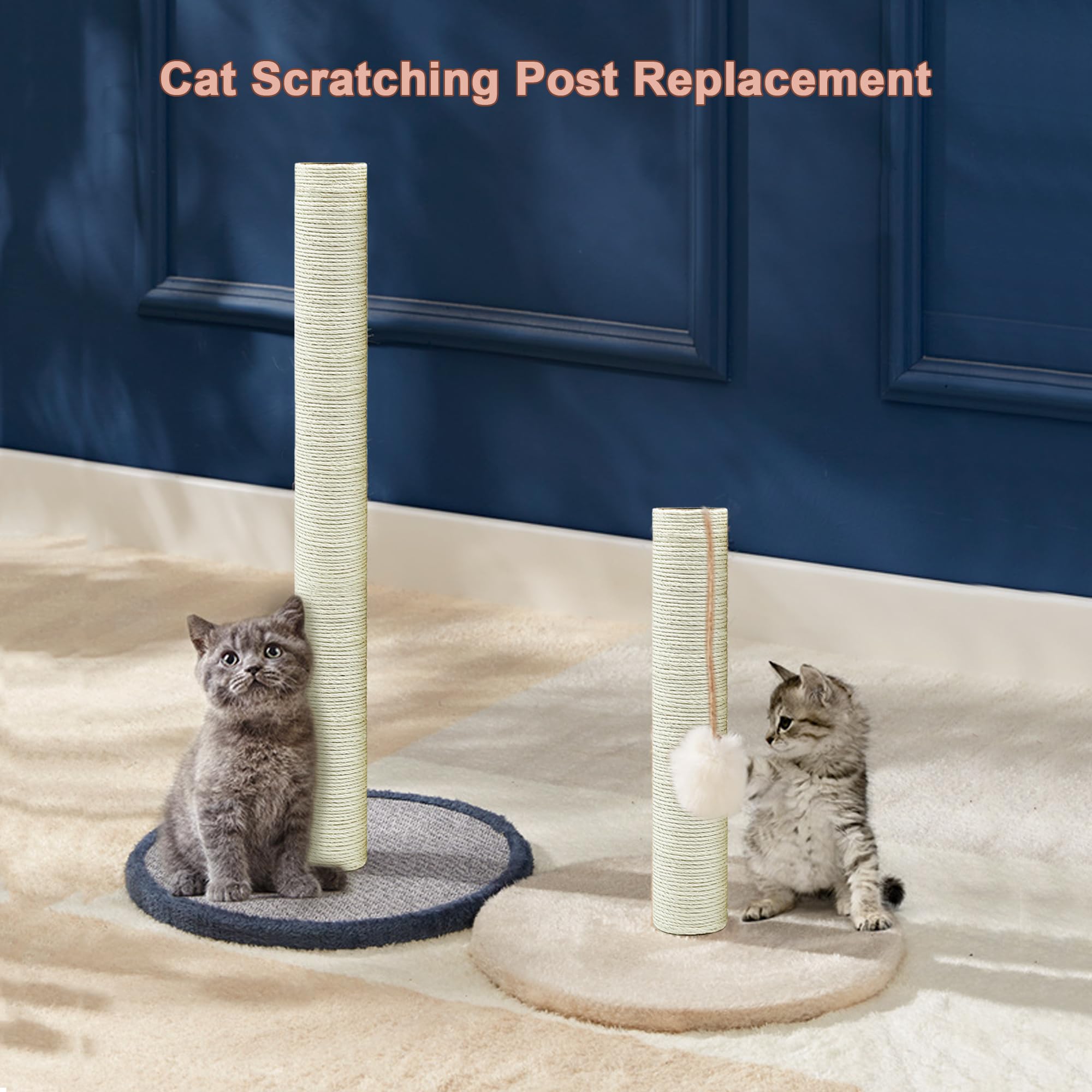Cat Scratching Post Replacement Pole,2 PCS 11.81in Cat Tree Replacement Post,Natural Sisal Cat Tree Replacement Parts with M8 Screws,Cat Scratch Post Replacement for Refurbishment (11.8in/30cm)