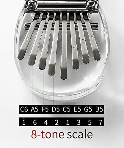 Mini Kalimba 8 Keys Crystal Thumb Piano Best Gift for Kids Adults and Beginners in Birthday Christmas and Other Occasions(Crystal oval)