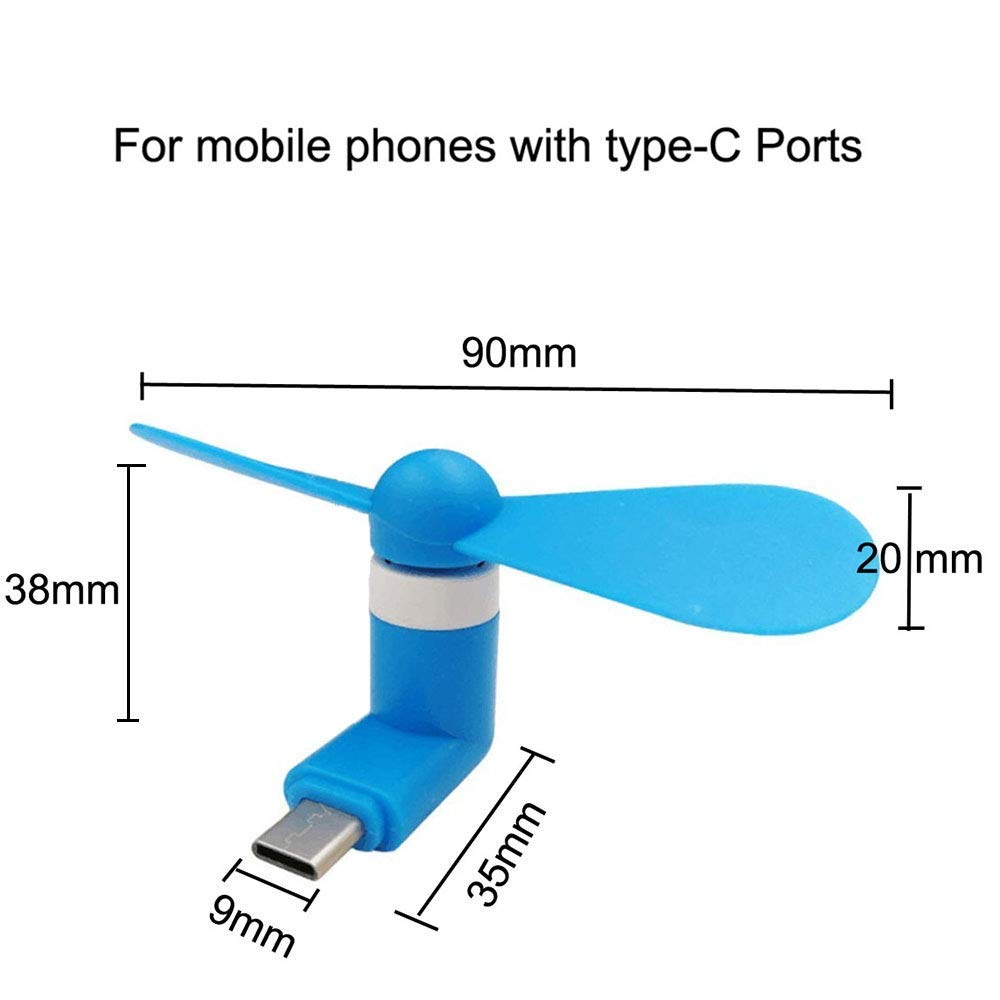Akiimy 6 Packs USB Type C Mini Fan for Cell Phones Portable Mini USB Fan Handheld Personal Fan Compatible with Samsung Galaxy Note 9/Galaxy S10 Plus/S9/S8/One Plus/Google Nexus